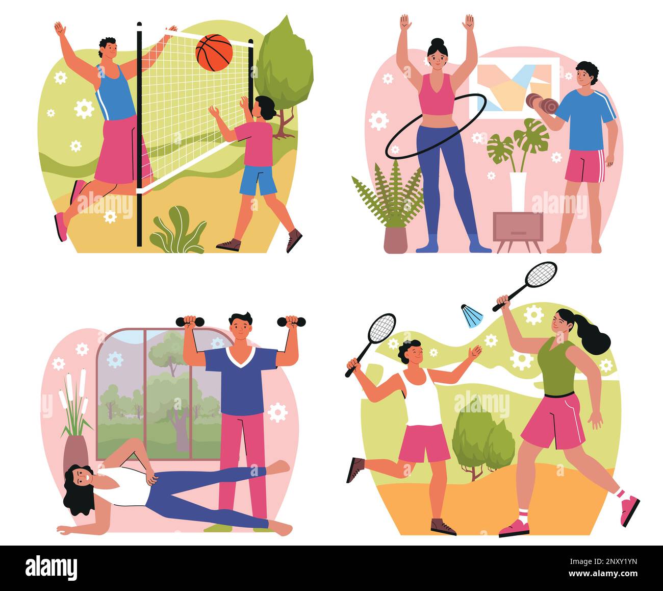 Set of families doing sports Stock Vector Image & Art - Alamy