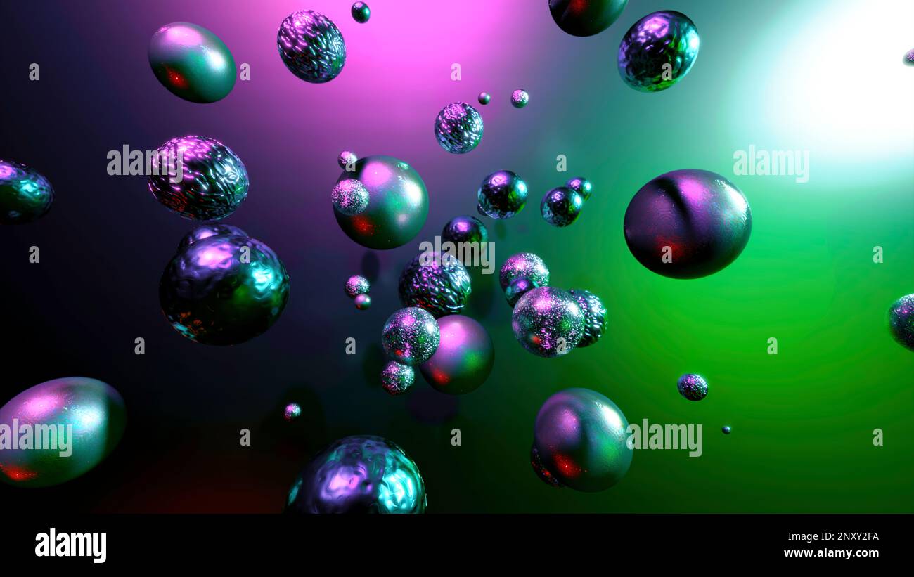 Metal molecules in moving space. Design. 3d metal molecules move in ...