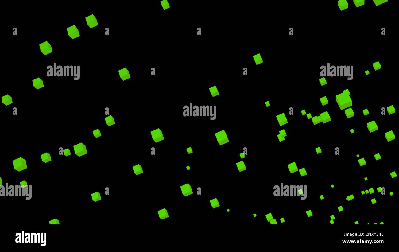 Moving flow of pulsating 3d squares. Design. A lot of 3d squares moving ...