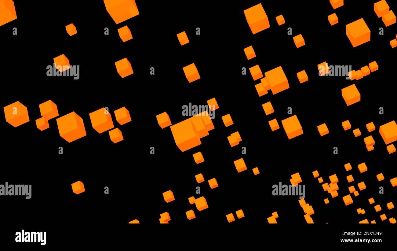 Moving flow of pulsating 3d squares. Design. A lot of 3d squares moving ...