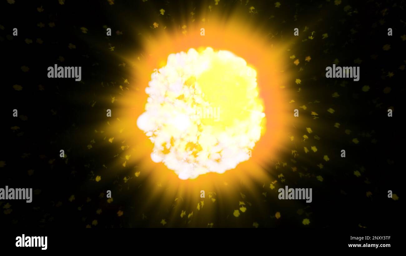 Cosmic explosion with formation of ball. Motion. Bright explosion of ...