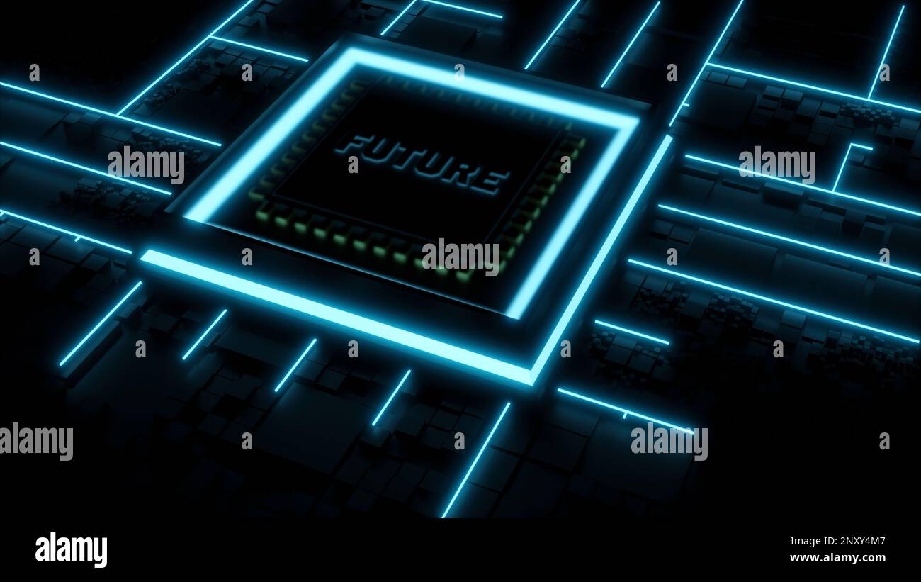 3d chip with neon nets. Design. 3D chip runs computer's software ... 3d chip with neon nets. Design. 3D chip runs computer's software ...