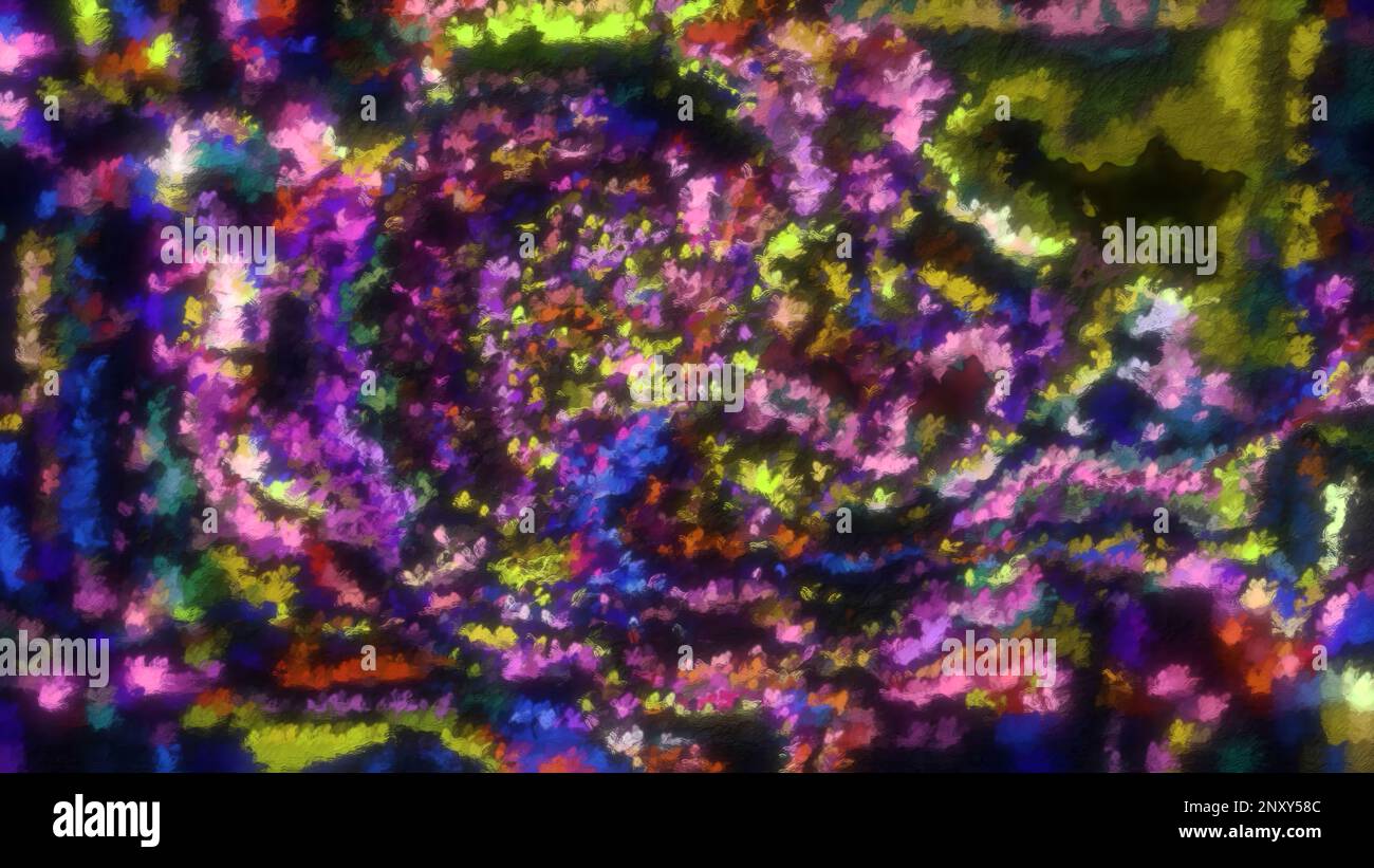 Abstract shimmering lines with colorful pulsations. Motion. Psychedelic pattern with bright ...