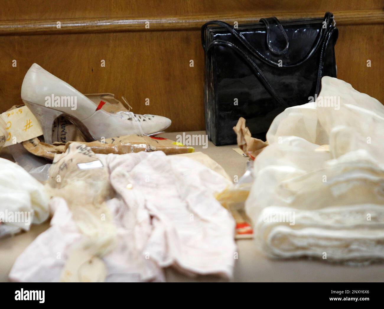 1960s clothing and items belonging to Irene Garza is displayed on a ...