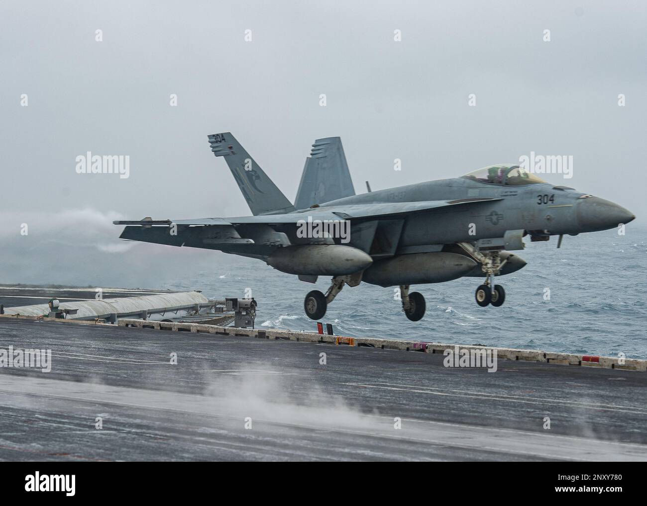 230119-N-MH015-1101 SOUTH CHINA SEA (Jan. 19, 2023) An F/A-18E Super Hornet from the “Kestrels ...