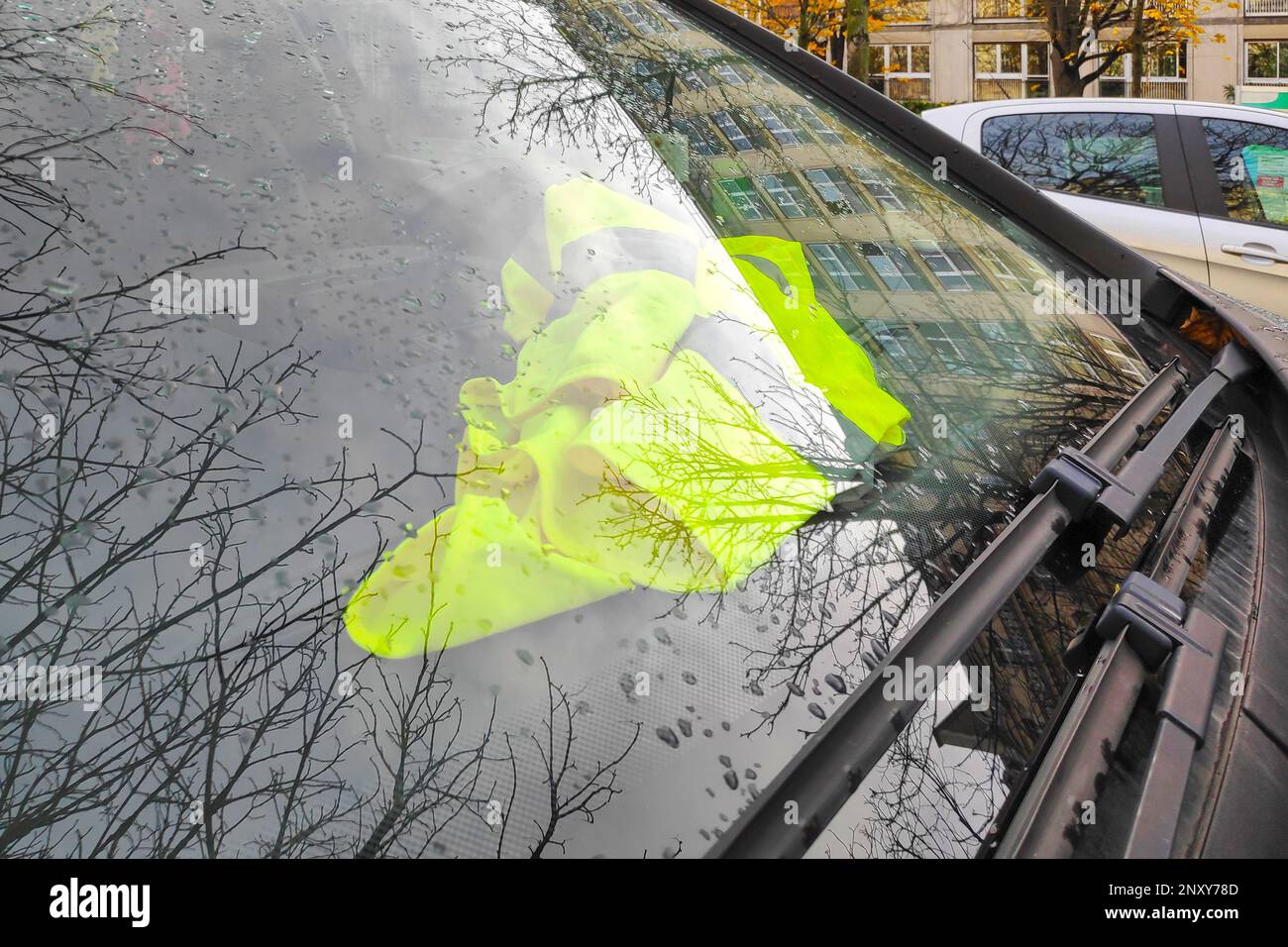 Hi-viz placed on the dashboard of a car to show support for the ...