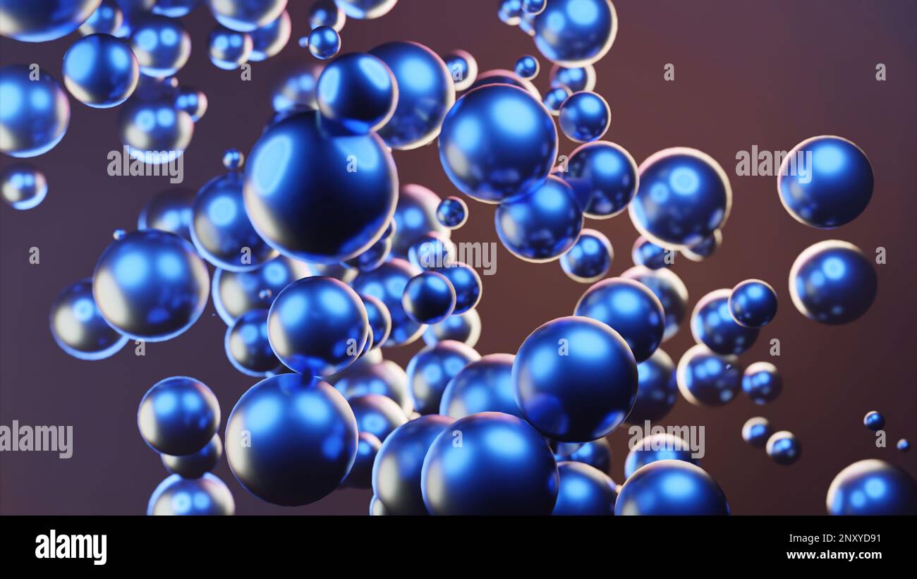 Moving stream of bright balls. Design. Rising stream of bright 3d ...