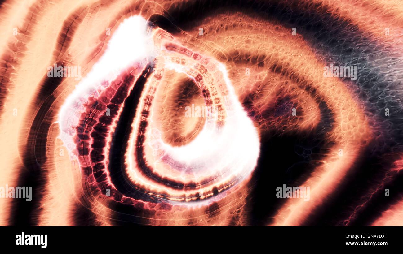 3d ring structure with flashing lines. Motion. Anomalous space with ...