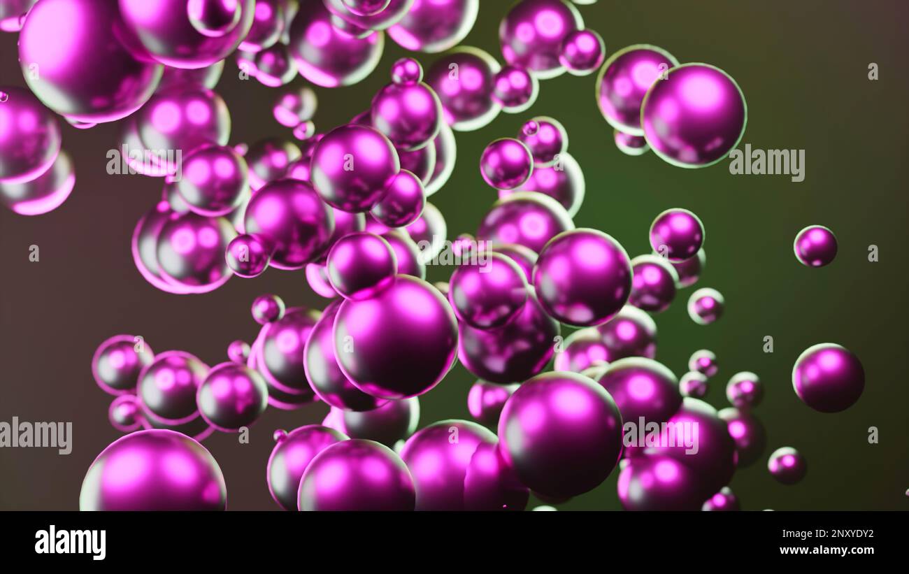 Moving stream of bright balls. Design. Rising stream of bright 3d ...