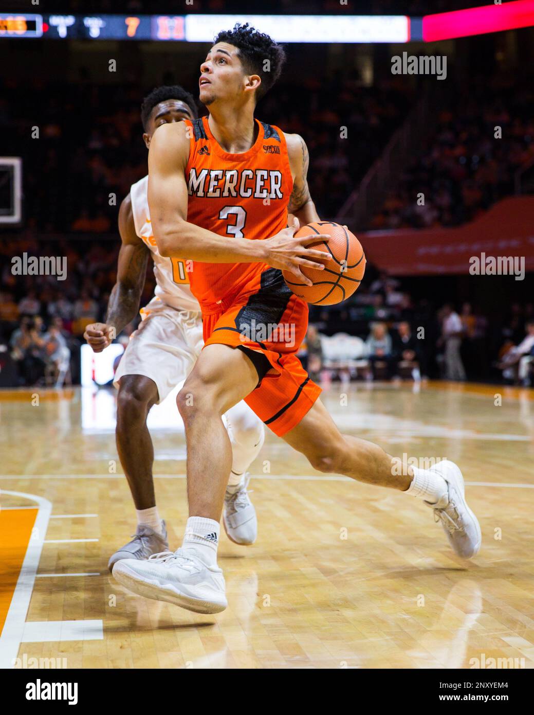 November 29, 2017: Marcus Cohen #3 of the Mercer Bears drives to the ...