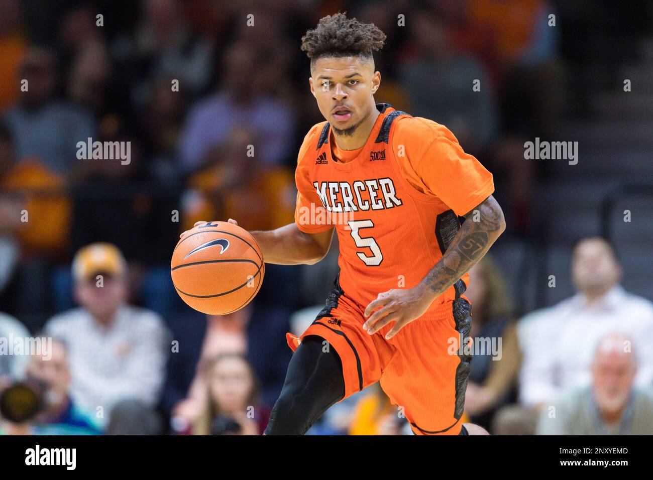 November 29, 2017: Jordan Strawberry #5 of the Mercer Bears brings the ...