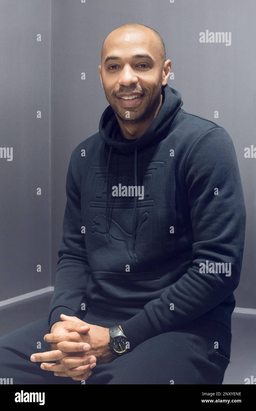 Legendary French football player Thierry Henry poses for photos during ...