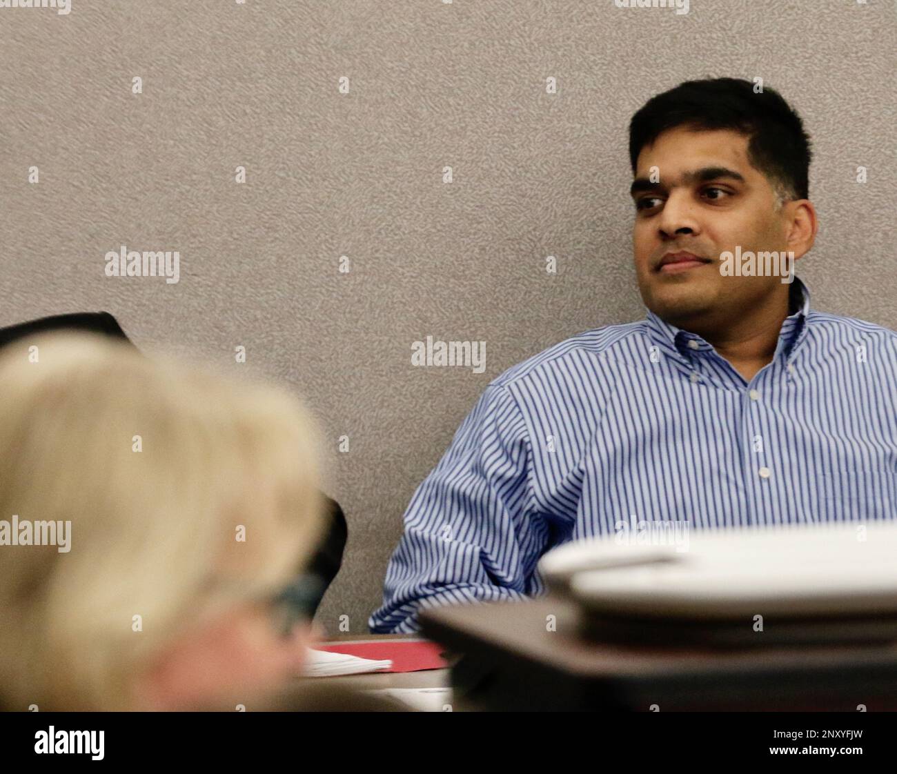 Wesley Mathews, father of Sherin Mathews, sits in Judge Cheryl Lee ...