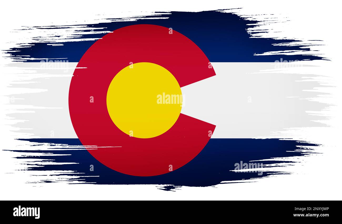 colorful hand-drawn brush strokes painted flag of Colorado state, USA ...