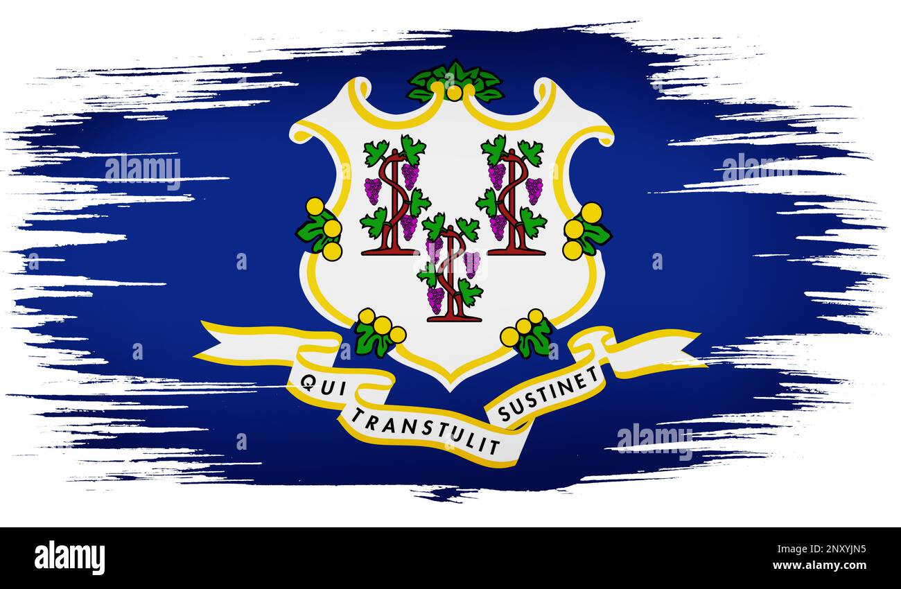 colorful hand-drawn brush strokes painted flag of Connecticut state ...