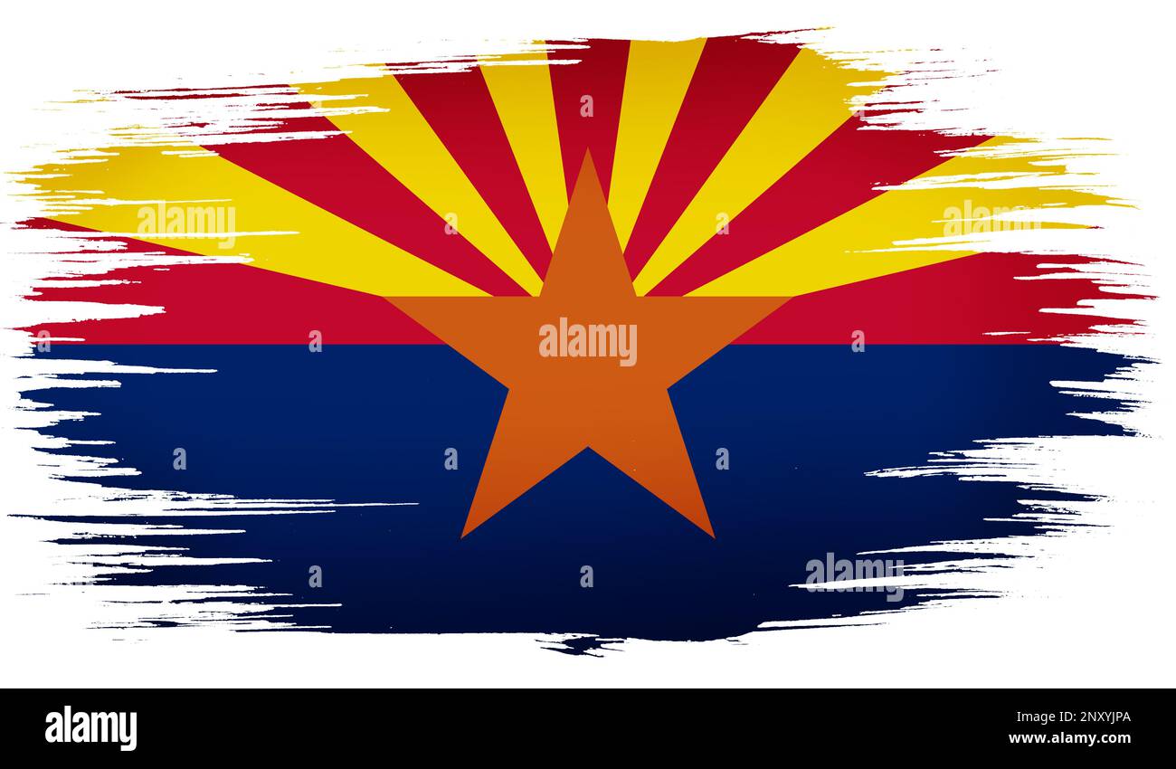 colorful hand-drawn brush strokes painted flag of Arizona state, USA ...