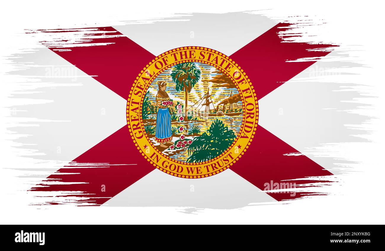 colorful hand-drawn brush strokes painted flag of Florida state, USA ...