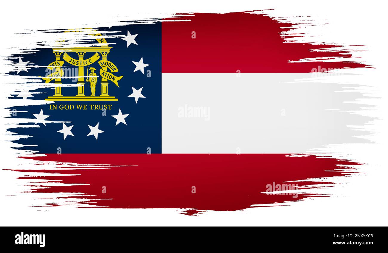 colorful hand-drawn brush strokes painted flag of Georgia state, USA ...