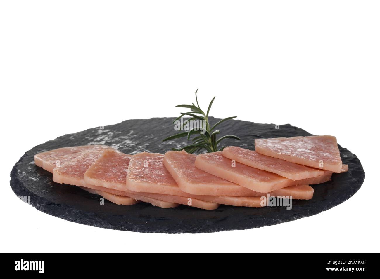 Pork ham slices of isolated on a white background, features Stock Photo ...