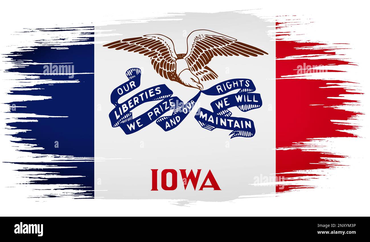 colorful hand-drawn brush strokes painted flag of Iowa state, USA ...