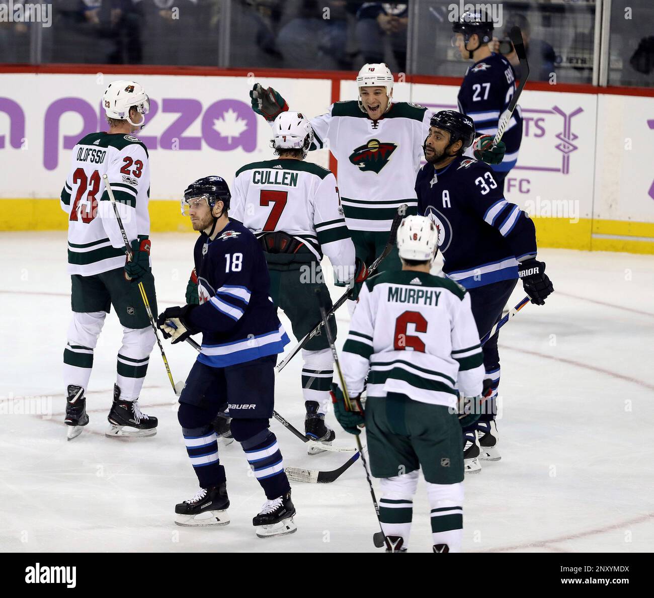 Minnesota Wild's Gustav Olofsson (23), Matt Cullen (7), Chris Stewart ...