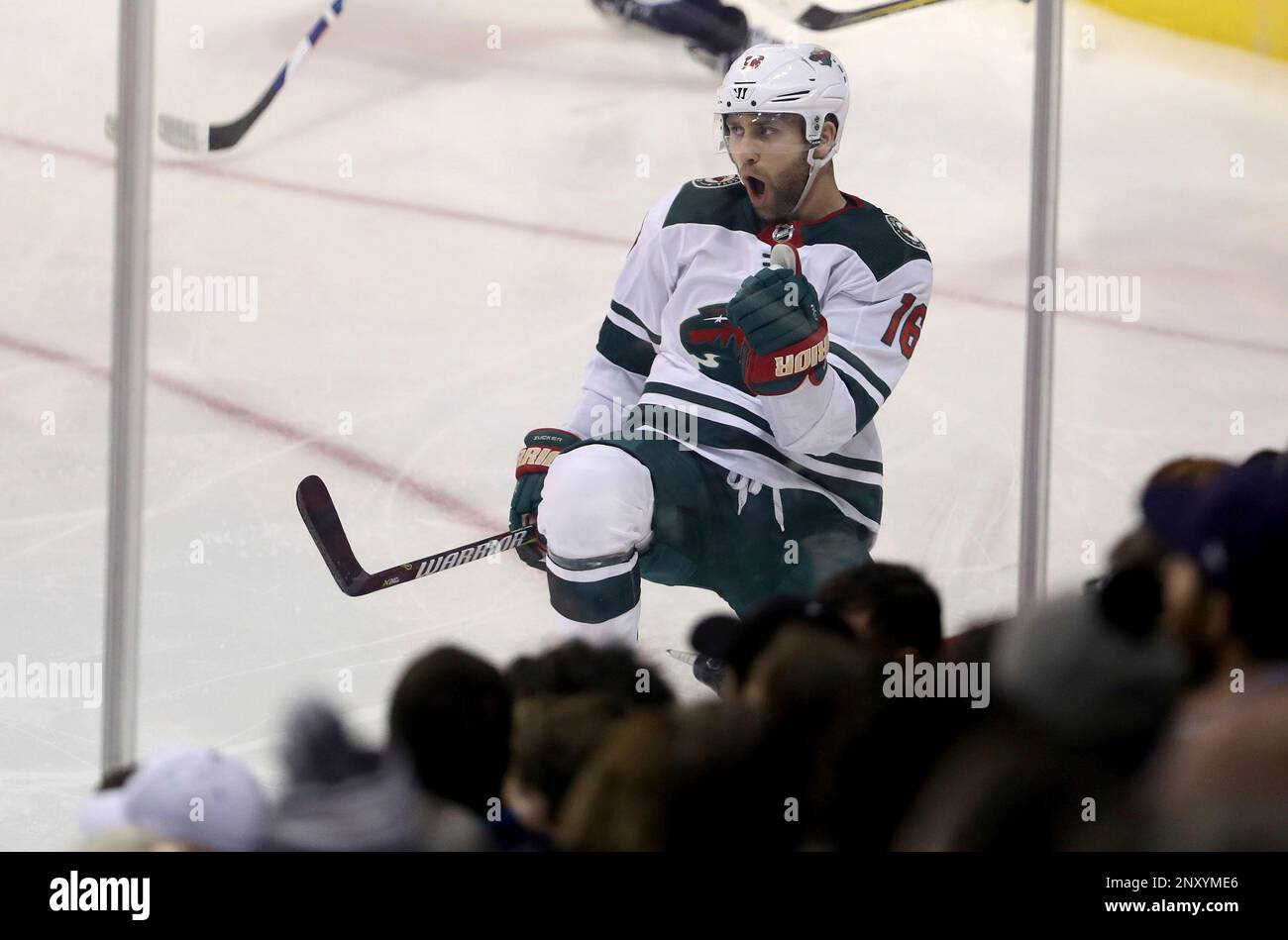 Minnesota Wild's Jason Zucker (16) celebrates after scoring during the ...