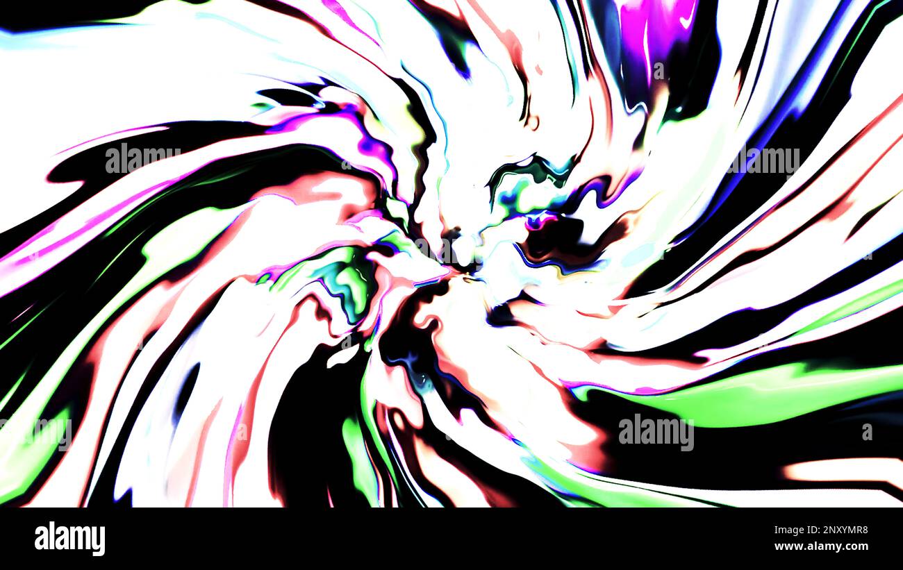 Moving flow of colorful spiral of paints. Motion. Slowing down flow of ...