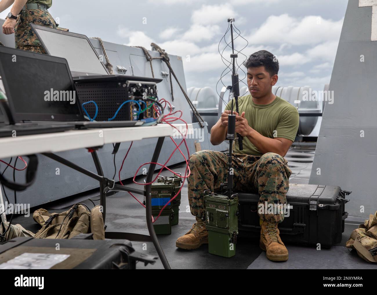 INDIAN OCEAN (Jan. 17, 2023) – U.S. Marine Corps Sgt. Kenneth Vasquez, a field radio operator ...