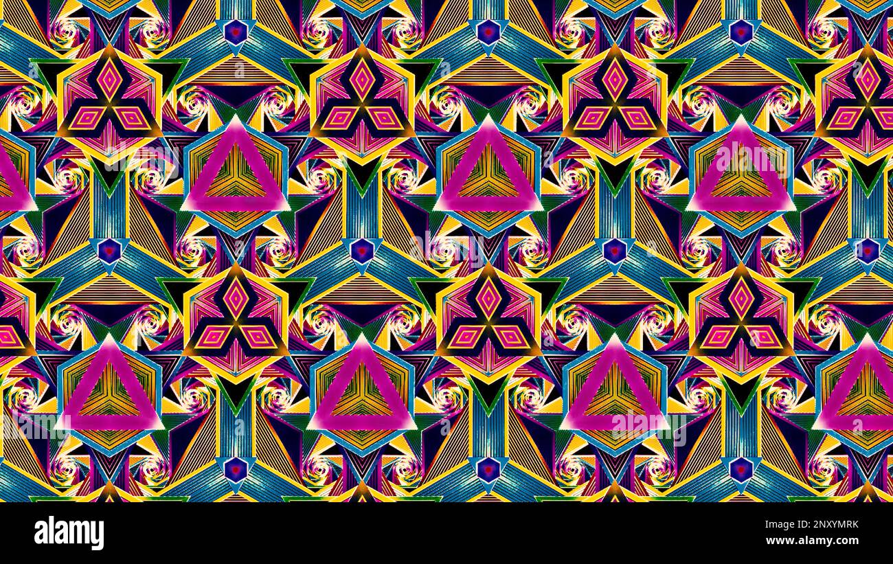 Bright psychedelic pattern with flashing figures. Motion. Pattern with flashing geometric shapes ...