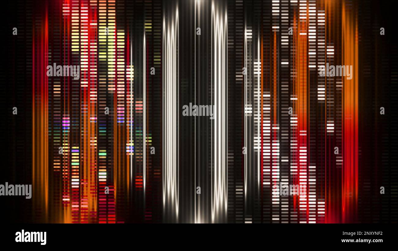 Colorful light animation with moving musical particles and stripes ...