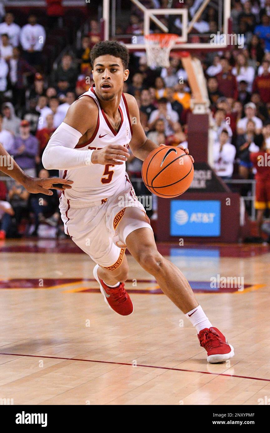 LOS ANGELES, CA - NOVEMBER 26: USC guard Derryck Thornton (5) drives to ...