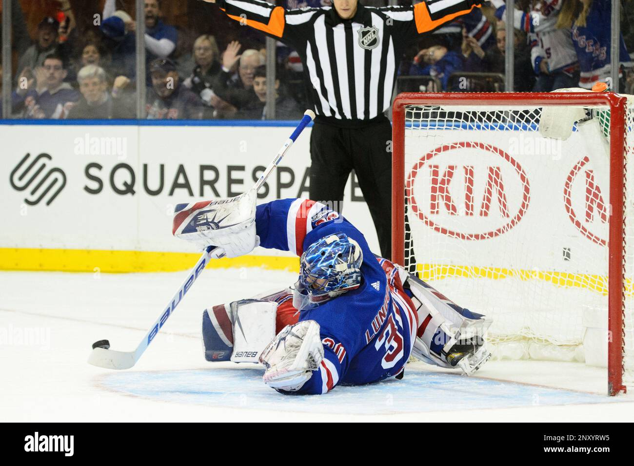 November 26, 2017: New York Rangers goalie Henrik Lundqvist (30) bats ...