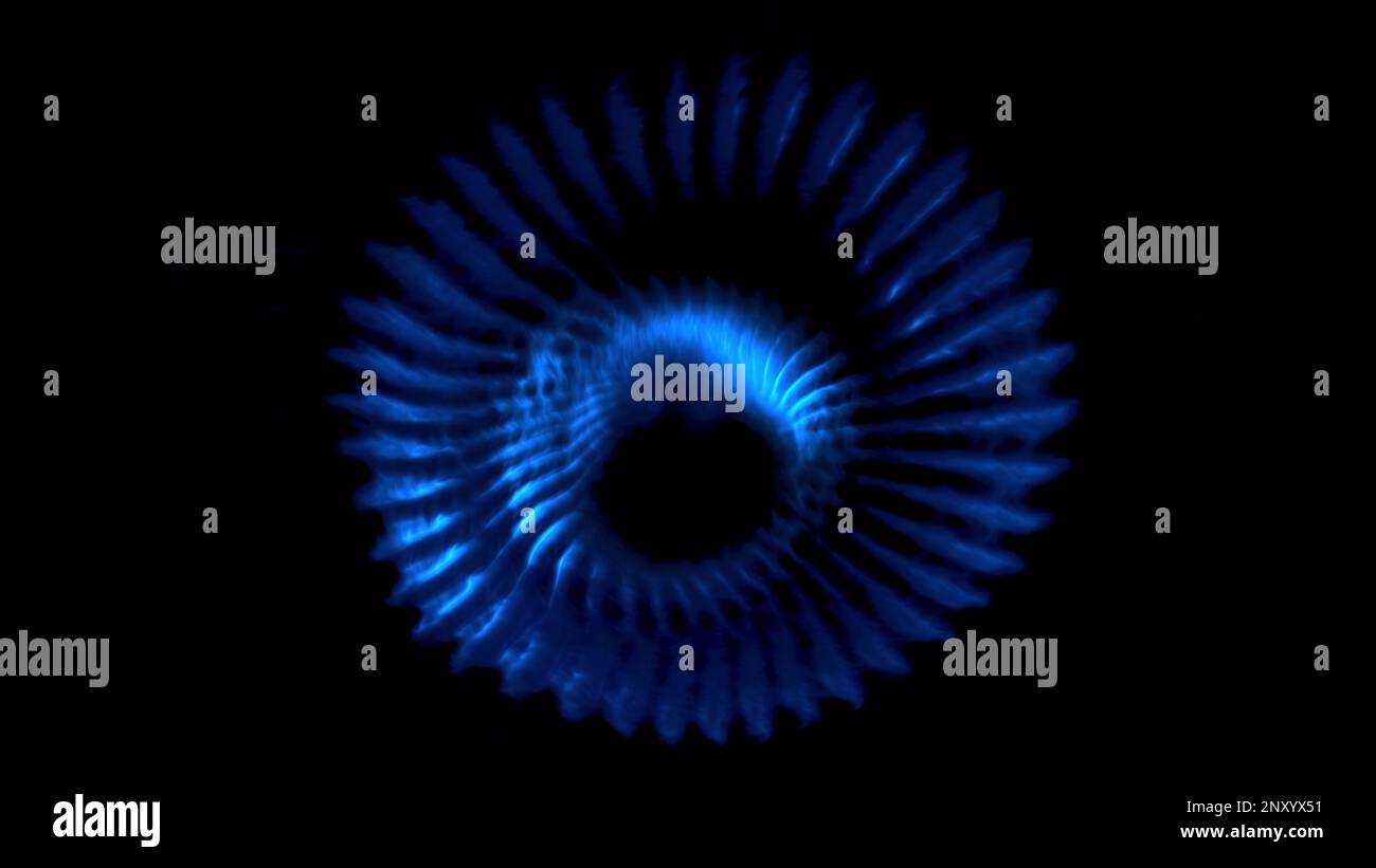 Round 3d shape with pulsating waves. Motion. Abstract 3d shape with ...