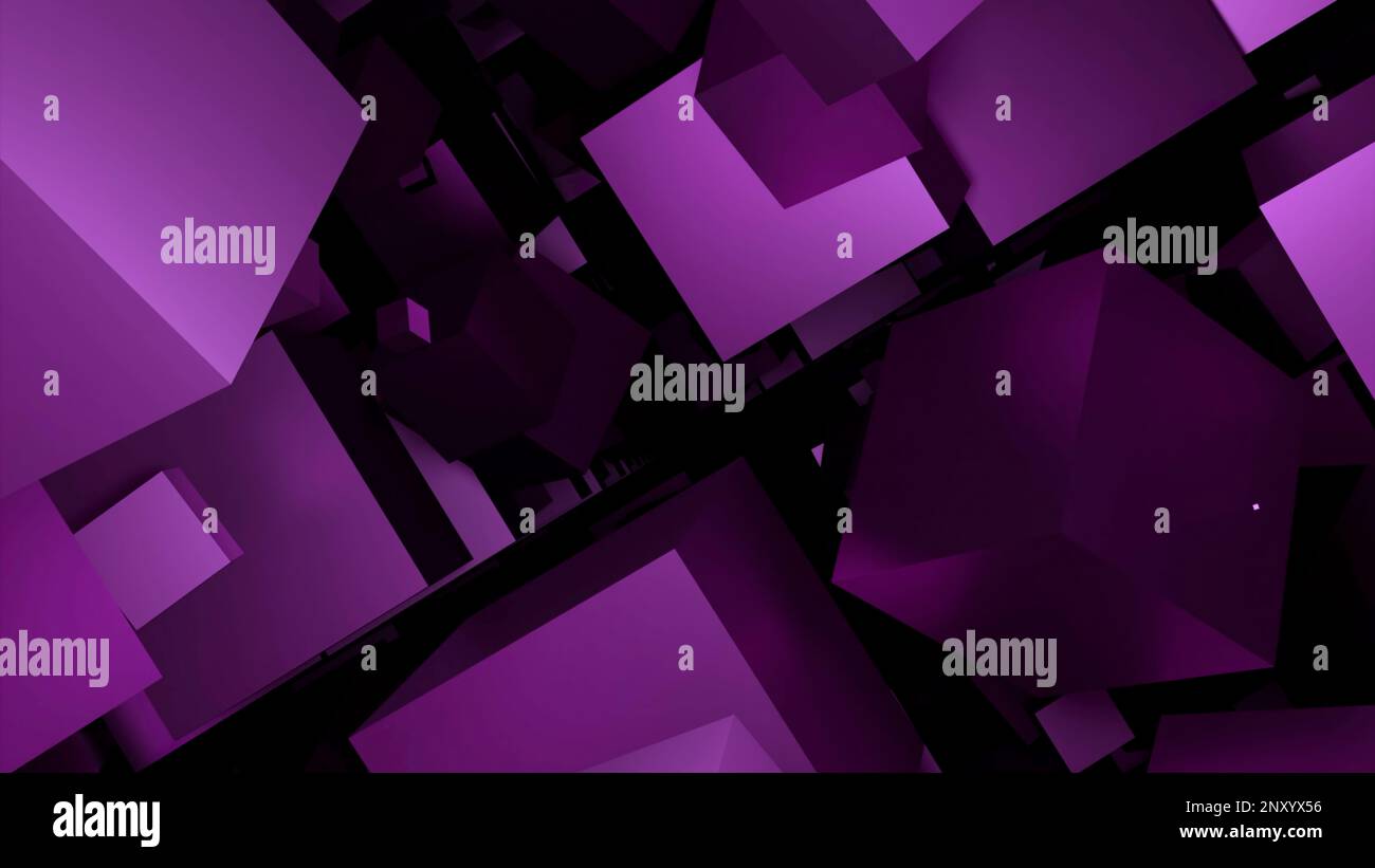 Lots of moving cubes in space. Design. 3D cubes move in stream on black ...