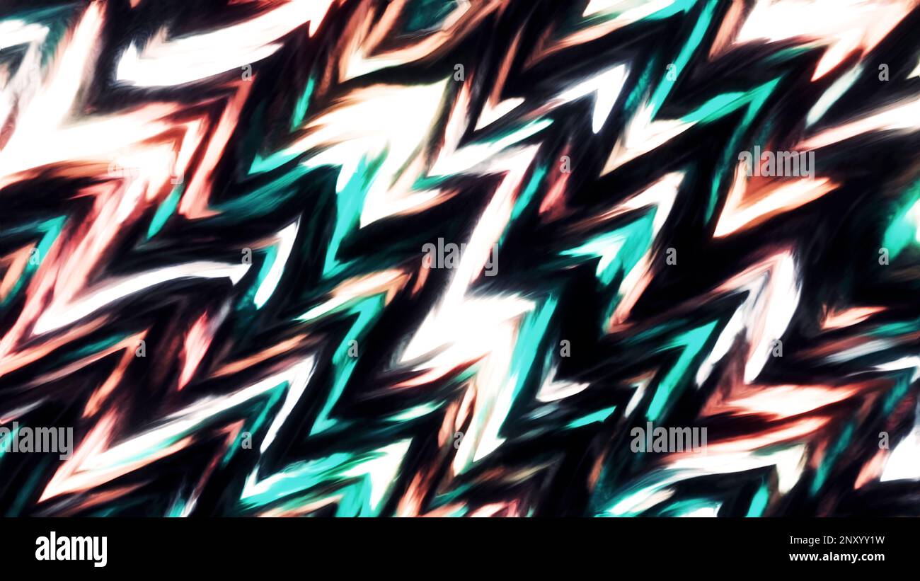 Colorful moving pattern with zigzags. Motion. Moving triangular zigzags with flickering in ...