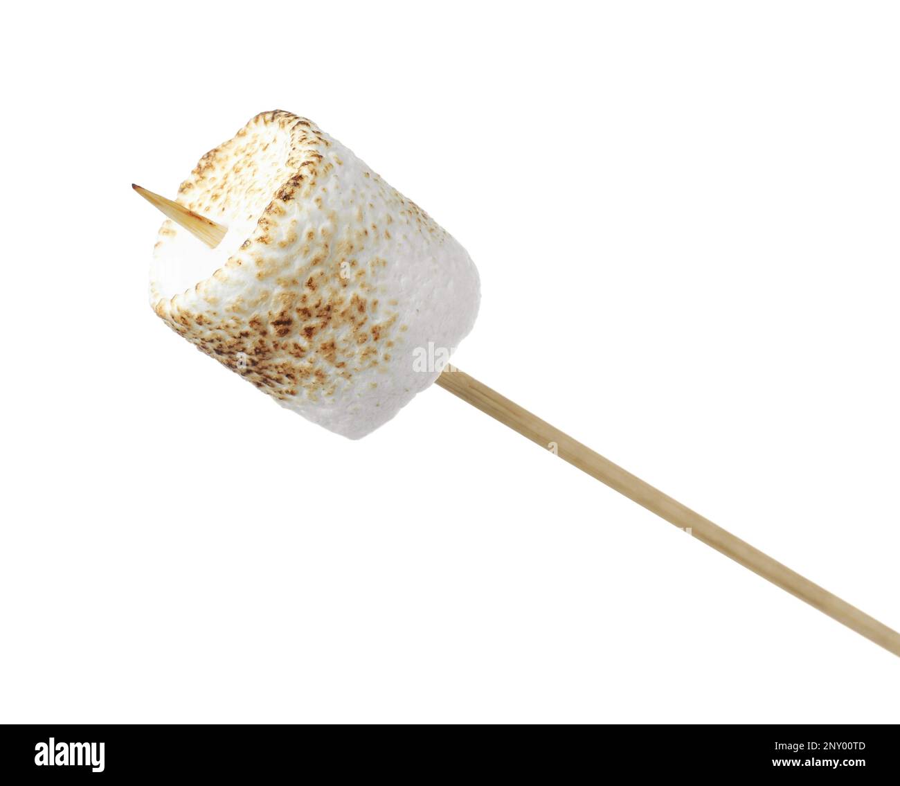 Stick with roasted marshmallow isolated on white Stock Photo - Alamy