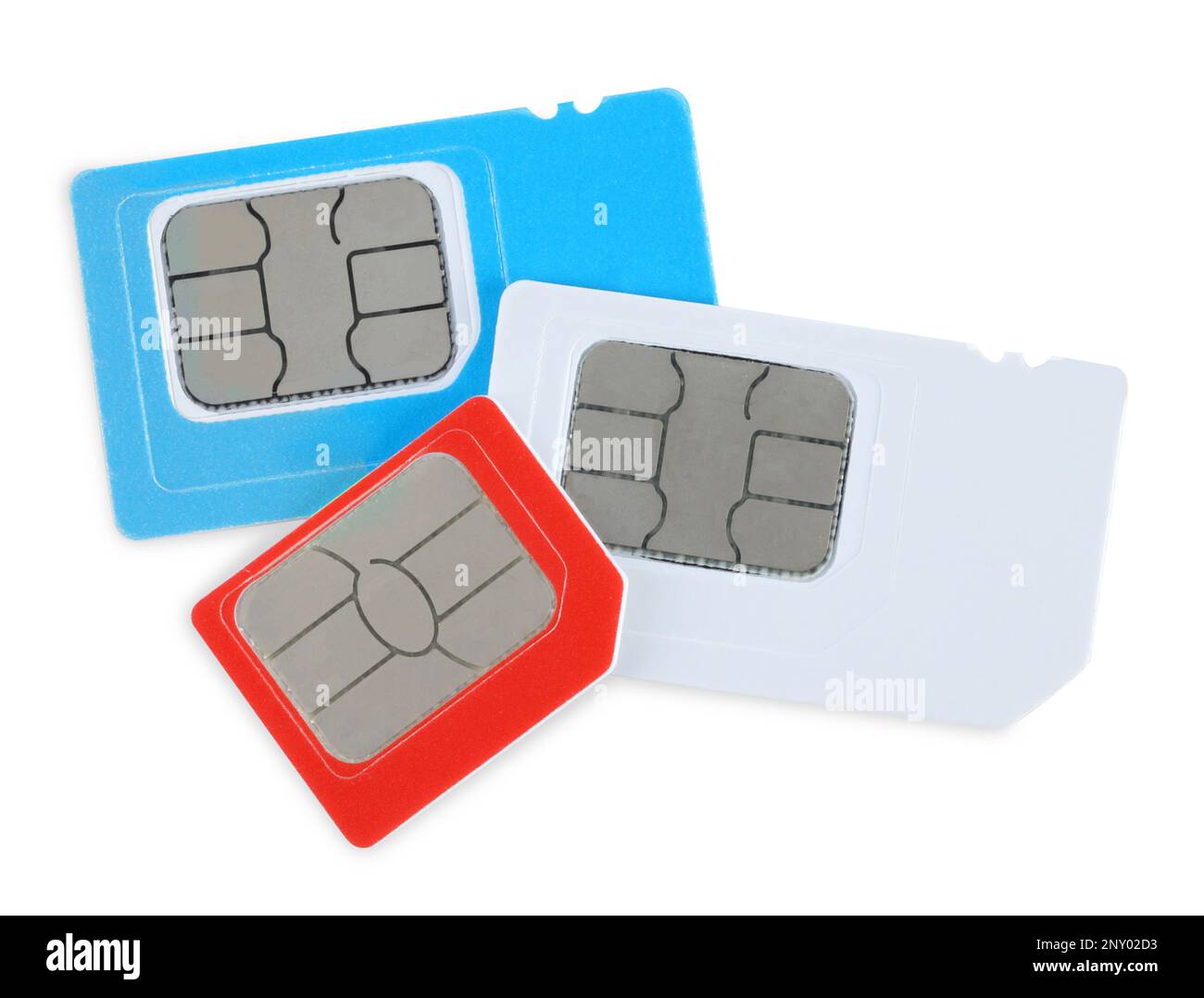 Different SIM cards on white background, top view Stock Photo - Alamy