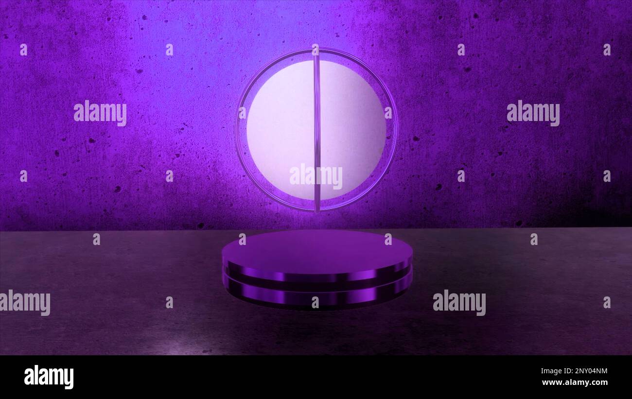 Magnetic 3D ball in air. Motion. Glowing 3D ball levitates over stand ...