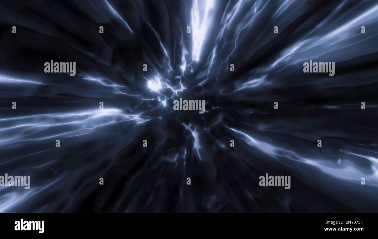 Rotating tunnel with clouds and lightning. Motion. Bright tunnel of fog ...