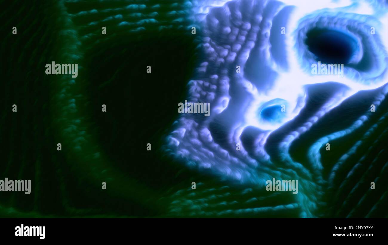 Futuristic plasma waves with bends. Motion. Colorful glowing lines move ...