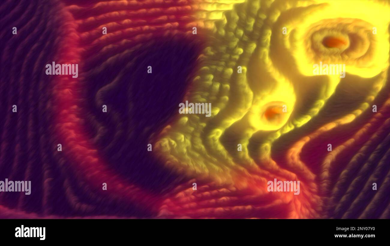 Futuristic plasma waves with bends. Motion. Colorful glowing lines move ...