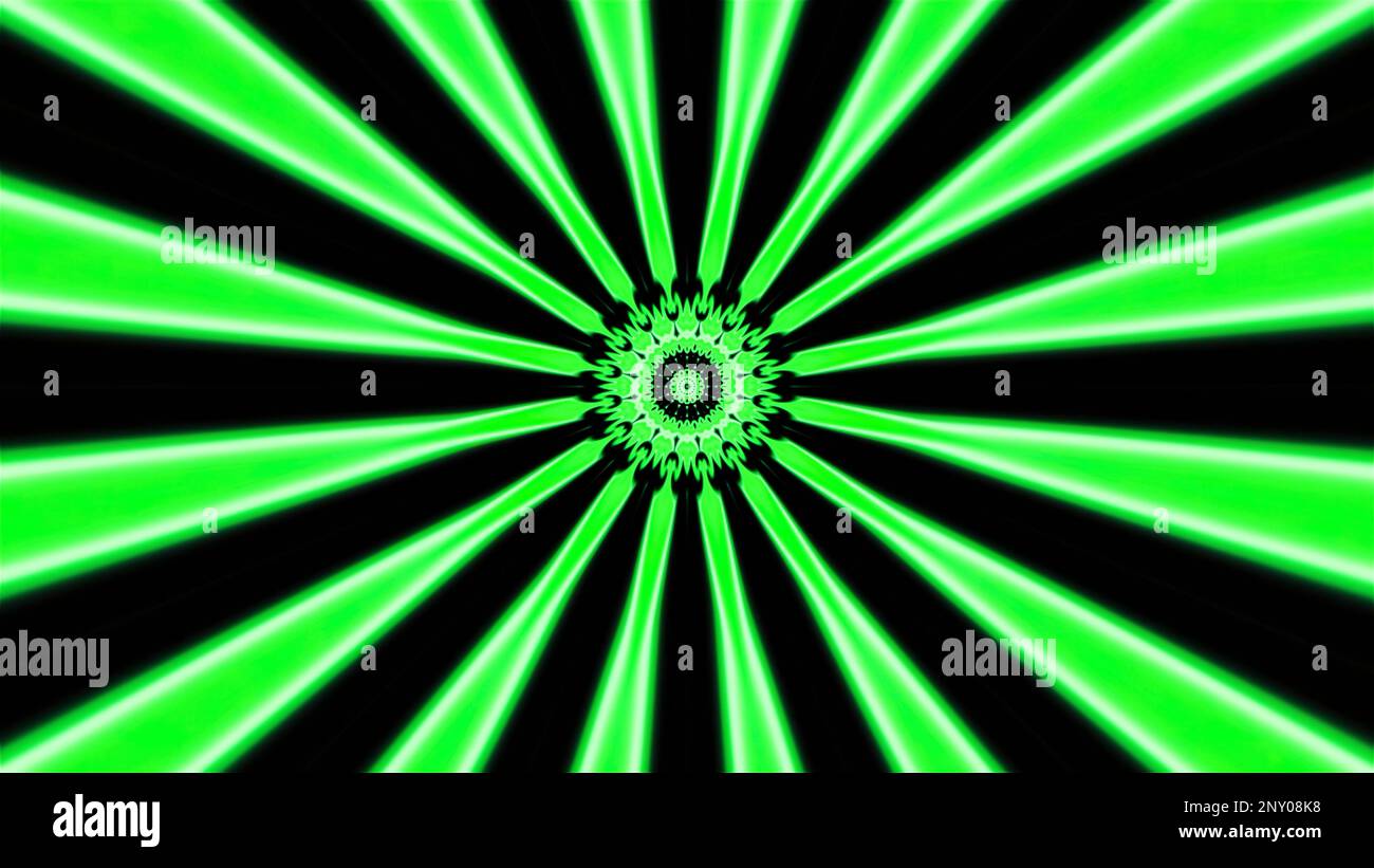 Kaleidoscopic pattern with flashing rays. Motion. Round pattern in ...