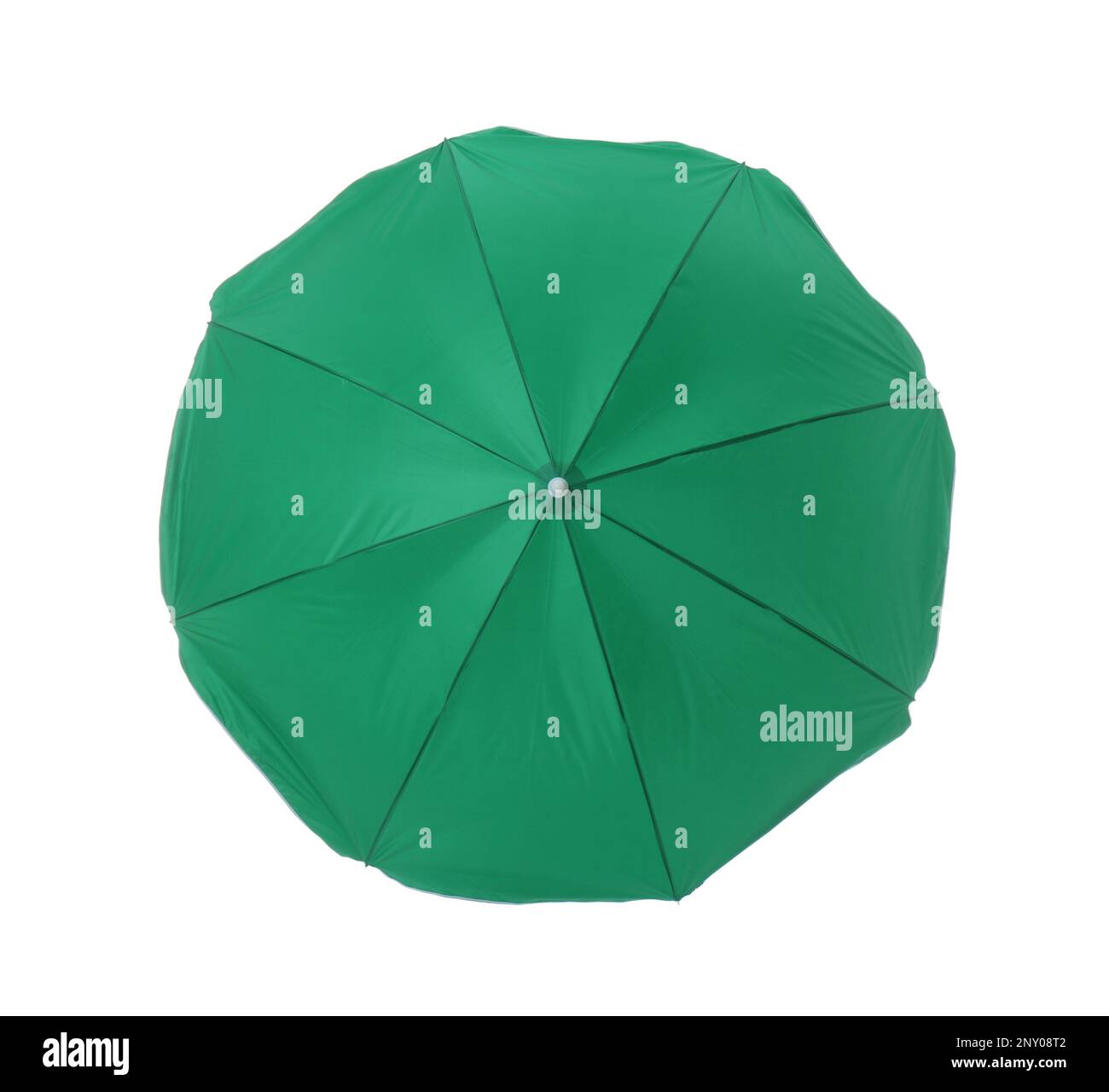 Open green beach umbrella isolated on white Stock Photo - Alamy