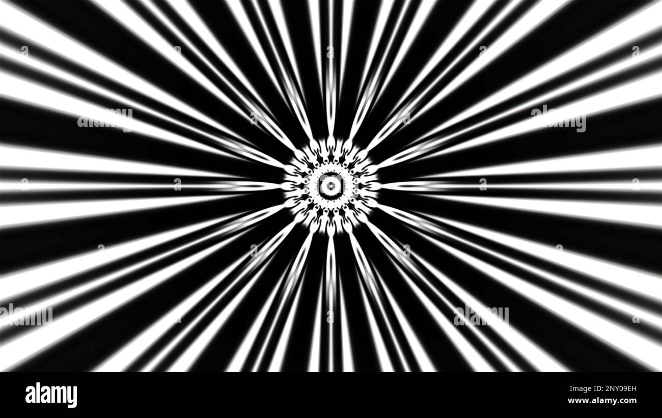 Kaleidoscopic pattern with flashing rays. Motion. Round pattern in ...