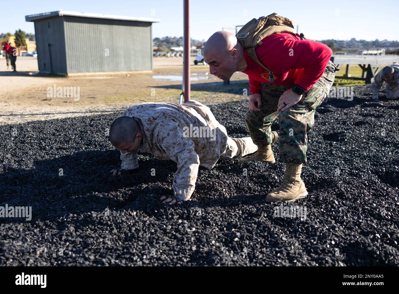 A U.S. Marine Corps recruit with Alpha Company, 1st Recruit Training ...