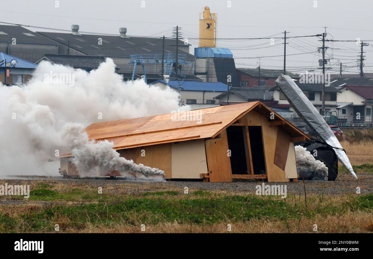 This photo shows a landed fake ballistic missile during an emergency ...