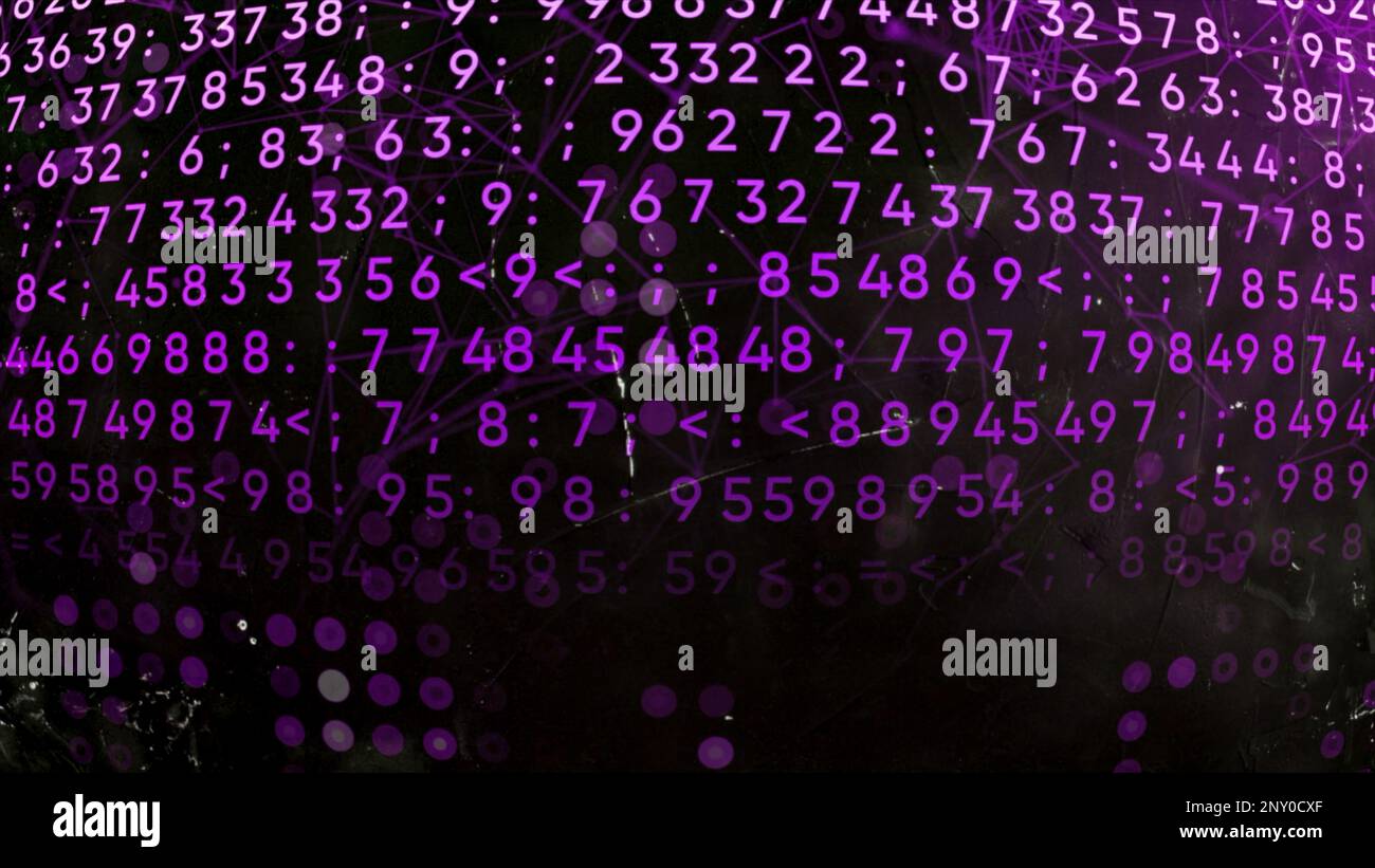 Digital background with glowing values. Motion. Encrypted digital code in stream of numbers ...