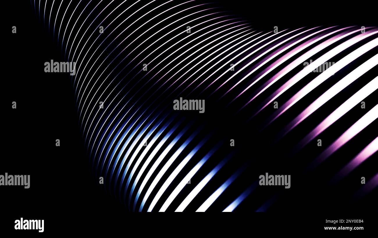 Dark background. Design. Iridescent multi-colored stripes in 3D format ...