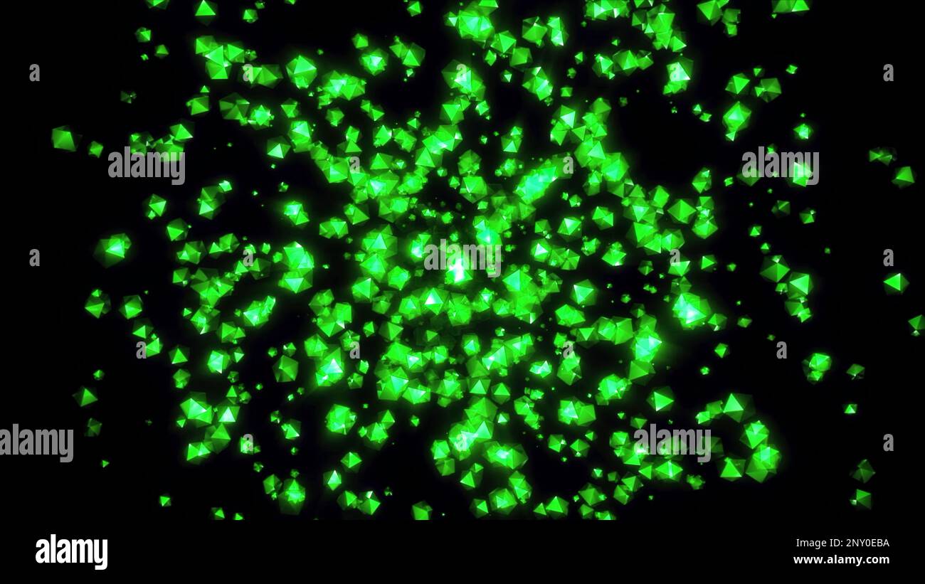 Explosive flow of luminous particles in space. Motion. Stream of ...
