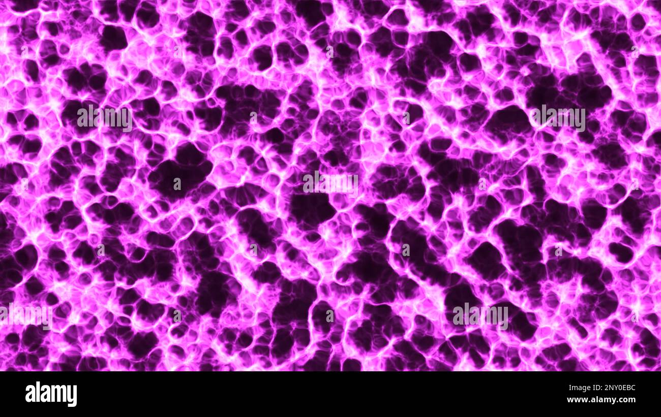 Bright glowing liquid boils on surface. Motion. Moving texture on ...